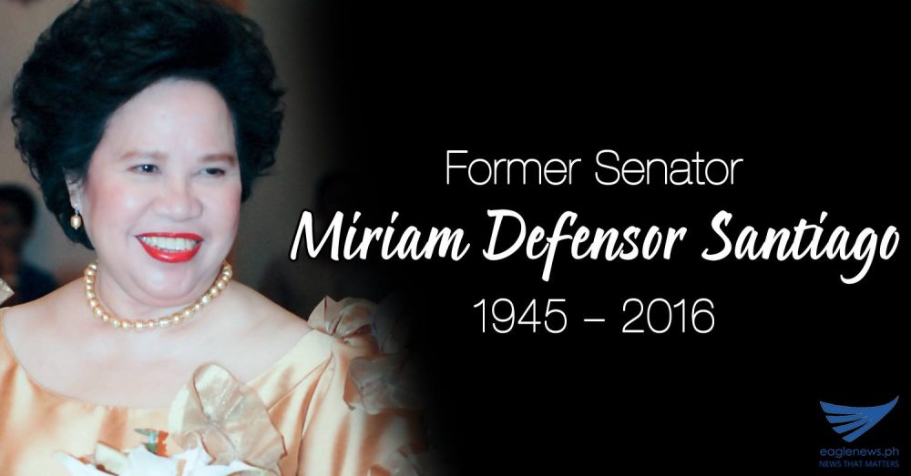 Senator Miriam Defensor Santiago passes away