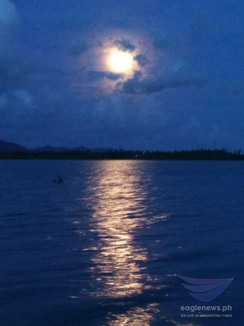 The Super Moon before the eclipse as seen in the American Samoa