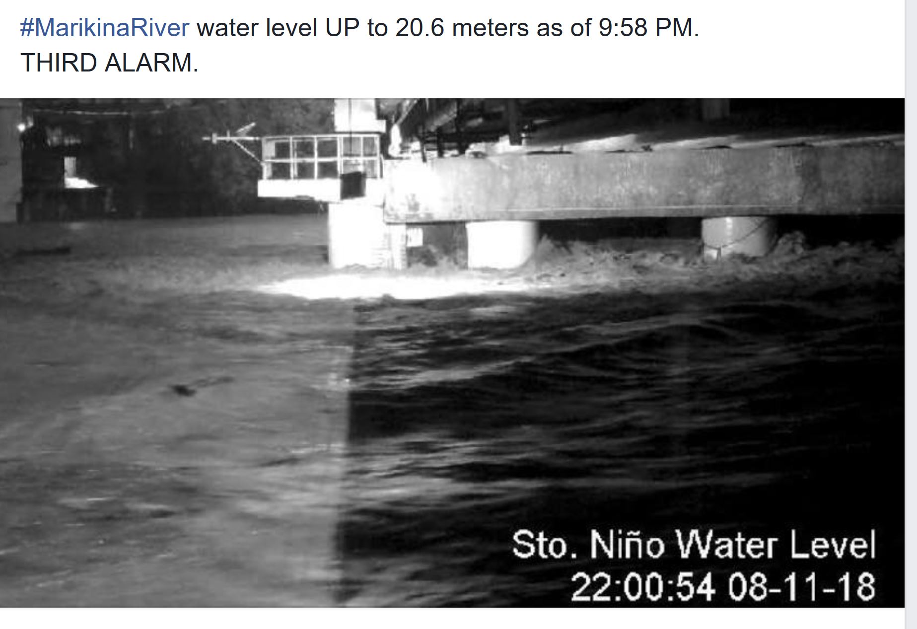Marikina river's water level starts to go down; warning down to second ...