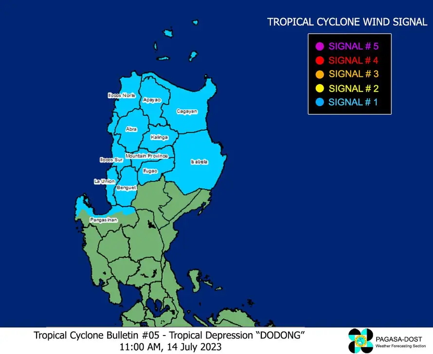 Signal No. 1 still raised over parts of Luzon as TD "Dodong" maintains its strength